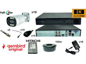 Gembird GMB-03 set kamera za video nadzor 3tbHDD +16x CAM-AHD5MP-HAU60W rg59+100m bnc+dc konekt f...
