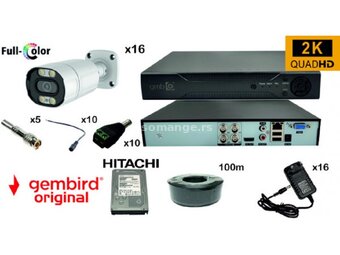 GEMBIRD GMB-03** Set kamera za video nadzor 3tbHDD +16x CAM-AHD5MP-HAU60W rg59+100m bnc+dc konekt...