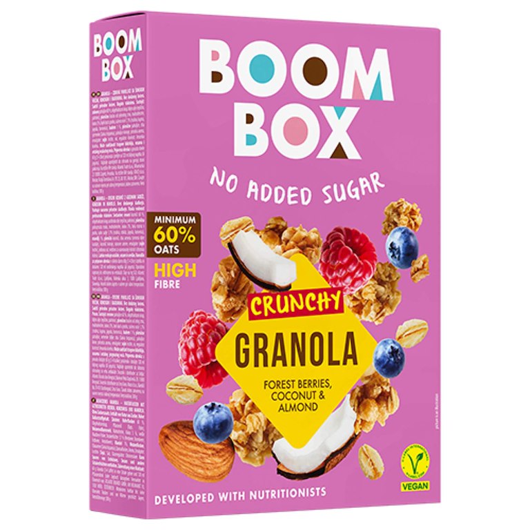 Boom box granola ovsena šumsko voće kokos badem 300g boom box