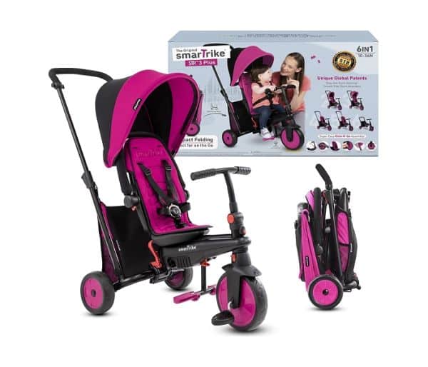 Sklopivi tricikl Smart Trike STR3 Plus 6u1 sa podesivim naslonom – roze, 5021233