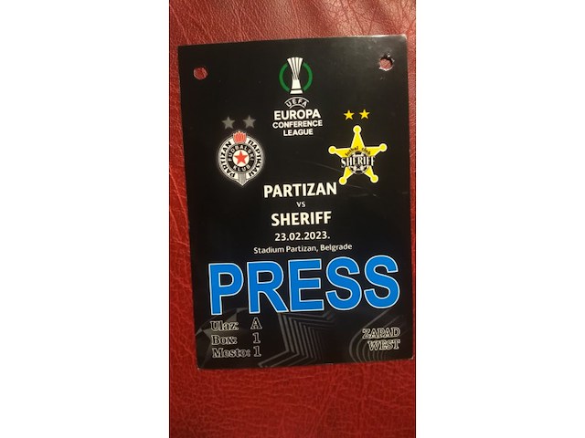 FUDBAL: PARTIZAN - SHERIFF 23.02.2023 - AKREDITACIJA