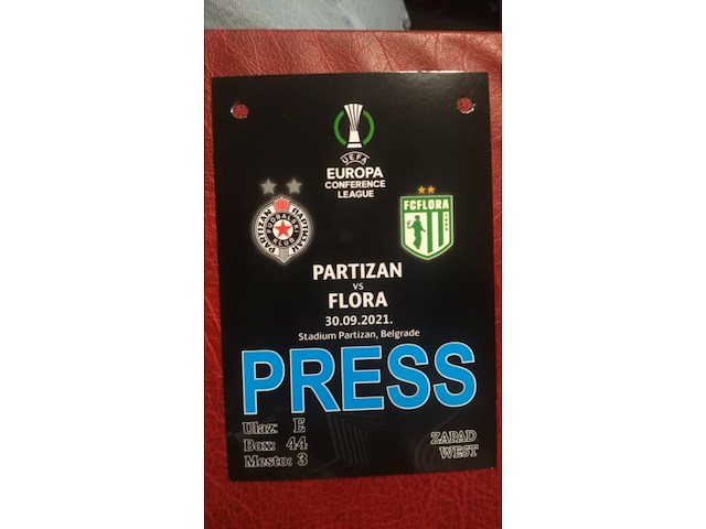 FUDBAL: PARTIZAN - FLORA 30.09.2021 - AKREDITACIJA