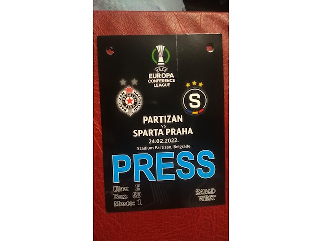 FUDBAL: PARTIZAN - SPARTA (Prag) 24.02.2022 - AKREDITAC