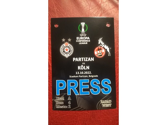 FUDBAL: PARTIZAN - KELN 13.10.2022 - AKREDITACIJA