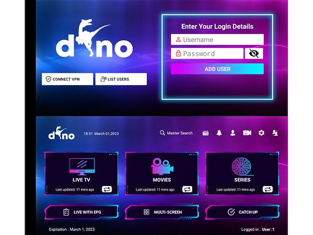 Dino IPTV, 16.500 kanala, 60.000 videoteka