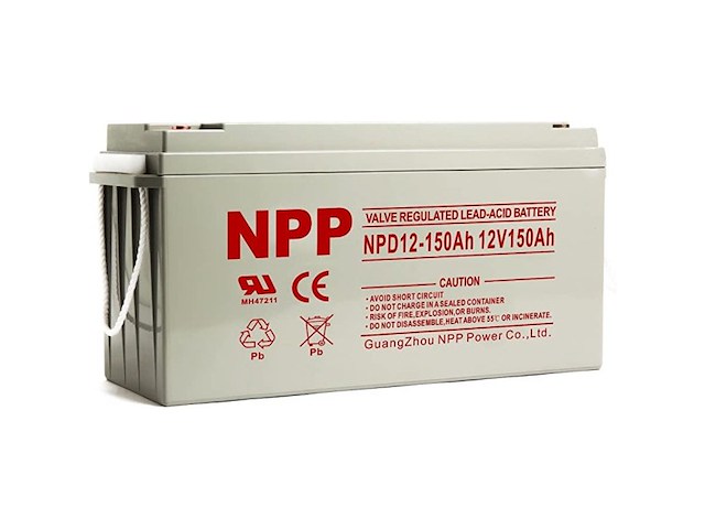 NPP NPG12V-150Ah, GEL BATTERY, C20=150AH, T16, 485*172*240*240, 38,5KG, Light grey