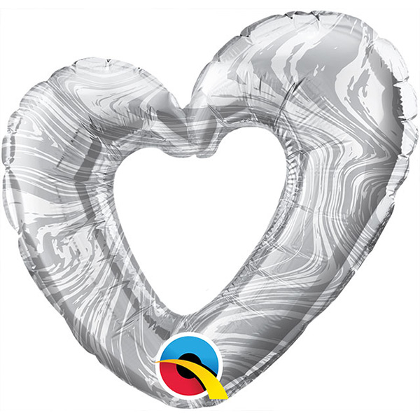 24713
14″ Foil Open Marble Heart Silver