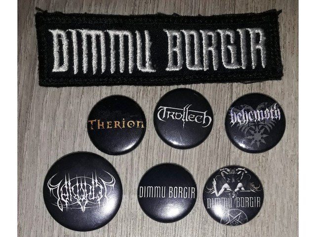 Black Metal bedževi + Dimmu Borgir prišivač - Vezen
