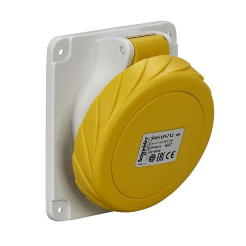 SE PratiKa socket – screw – angled – 16A – 3P + N + E – 100…130 V AC – panel