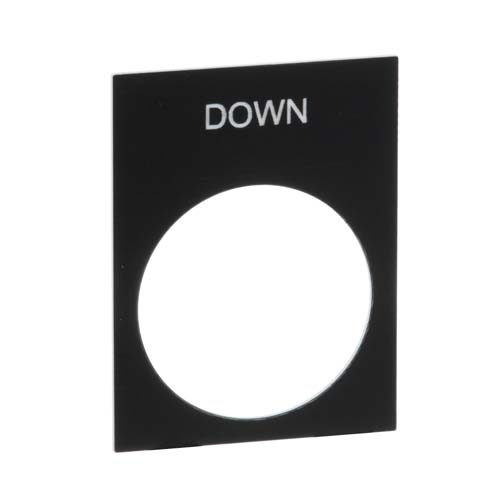 SE Marked legend Harmony XAC nameplate 30 x 40mm plastic black 22mm push button white marked DOWN