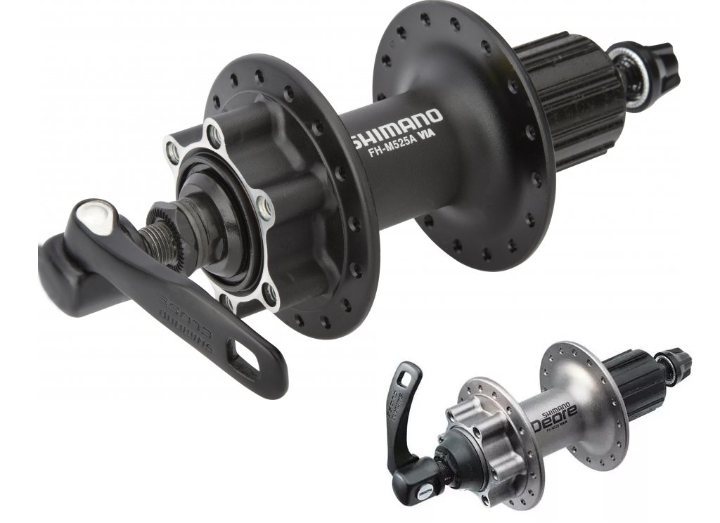 NABLA ZADNJA SHIMANO DEORE(01) FH-M525A L QR 36H 8/9/10-BRZINA OLD 135MM OSOVINA 146MM ZA DISK KOČNICU (6 RUPA), CRNA, SHIMANO LOGO, IND.PACK