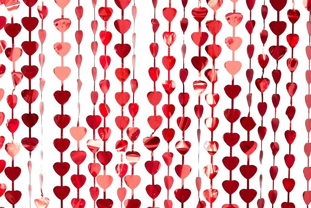 Crvena srca zavesa – 100x250cm