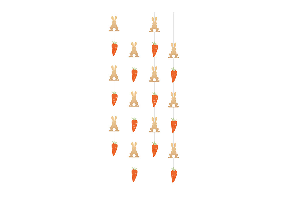 Viseća dekoracija Zeke i šargarepe 4 kom – 130cm