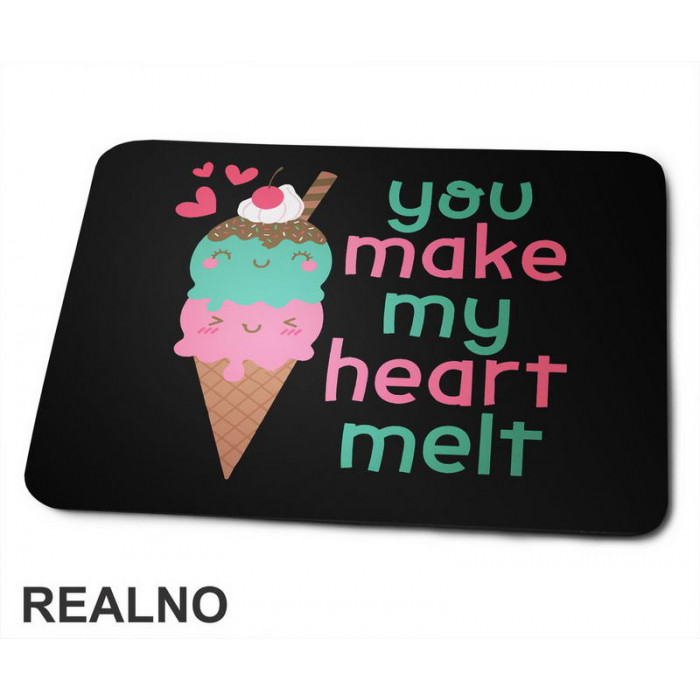 YOU MAKE MY HEART MELT - PINK AND GREEN - ICE CREAM - LOVE - LJUBAV - PODLOGA ZA MIŠ