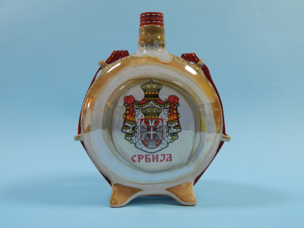 Suvenir ČUTURA, keramika, 600 ml, preslikač, Srbija-grb