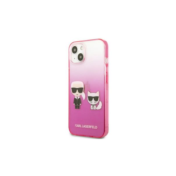 KARL LAGERFELD Futrola za iPhone 13 pink Karl & Choupette Head Gradient