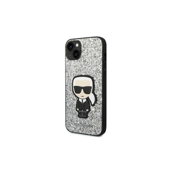 KARL LAGERFELD Futrola za iPhone 14 Silver Glitter Flakes Ikonik