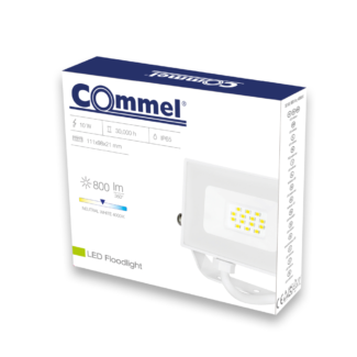 Commel LED Reflektor 10 W, 4000 K, 800 lm, IP65, Beli – C 306-119