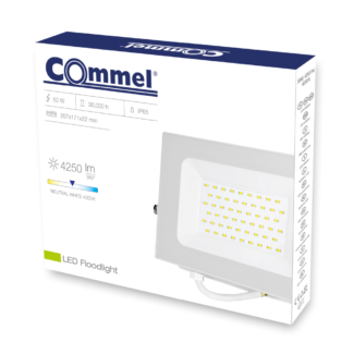 Commel LED Reflektor 50 W, 4000 K, 4250 lm, IP65, Beli – C 306-159