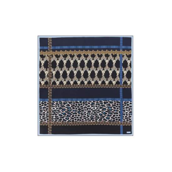 VAKKO GEOMETRIC PATTERNED SILK SCARF