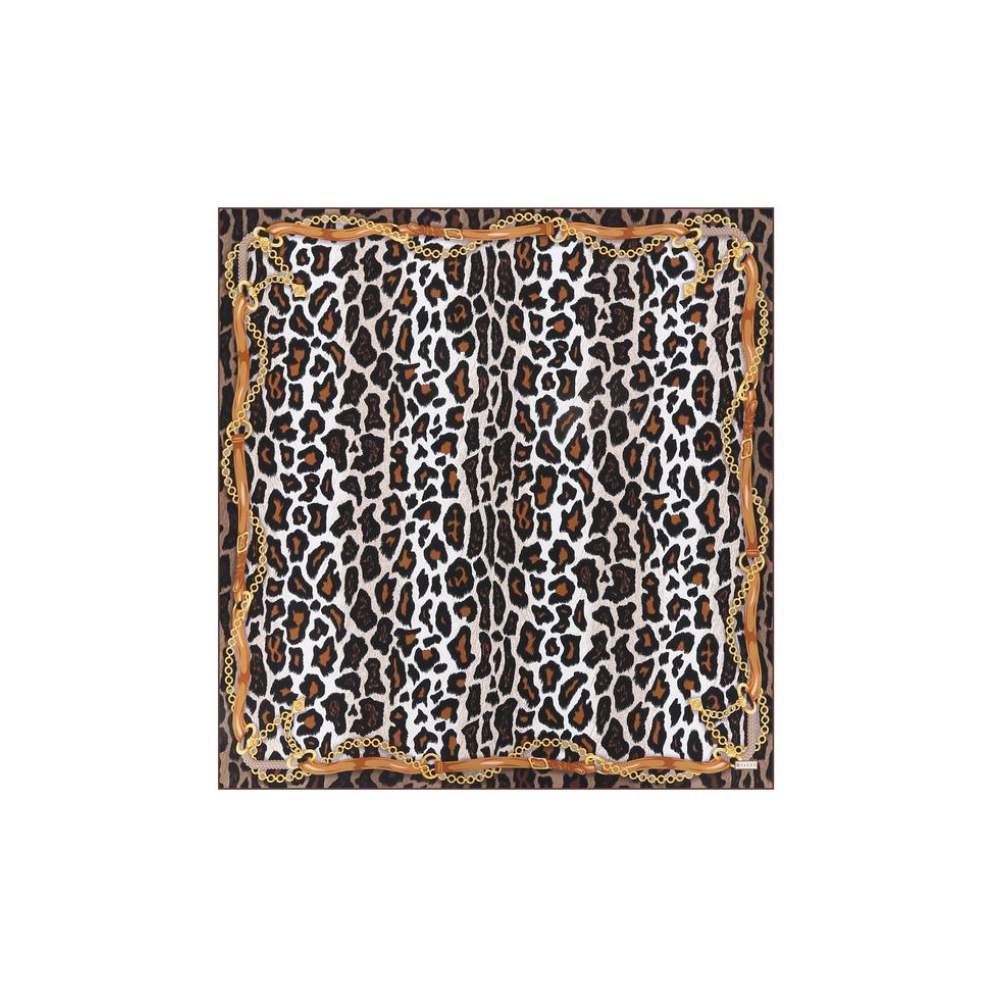 VAKKO LEOPARD PATTERNED SILK SCARF