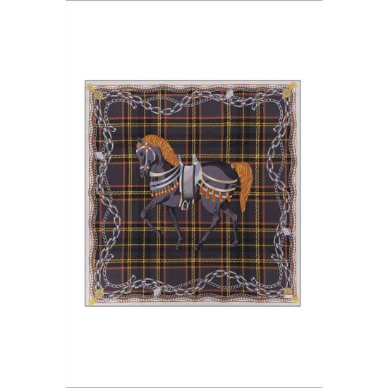 VAKKO HORSE FIGURES SILK SCARF