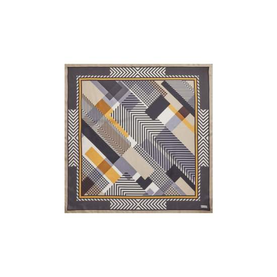 VAKKO GEOMETRIC PATTERNED SILK SCARF