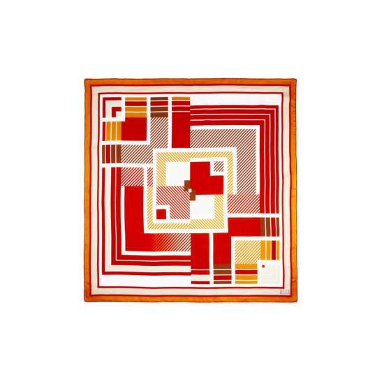 VAKKO GEOMETRIC PATTERNED SILK SCARF