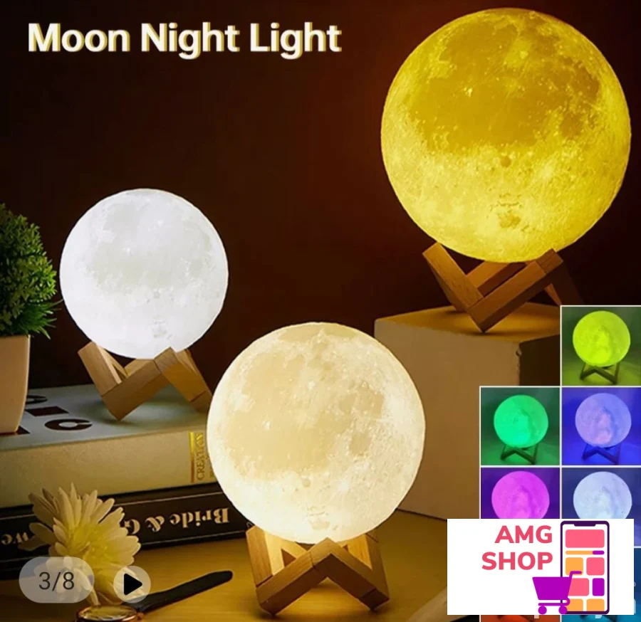 Moon Lamp -Mesec Lampa 16 RGB boja - Moon Lamp -Mesec Lampa 16 RGB boja