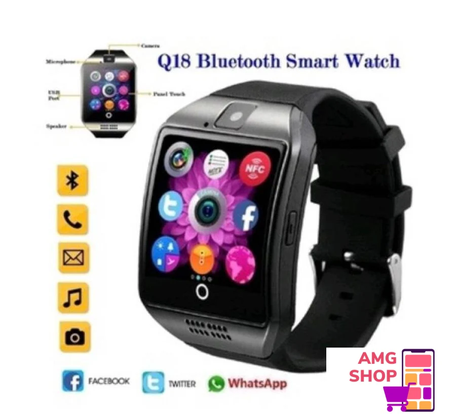 Pametni Sat Q18 smart watch CRNI Telefon Sim Kamera - Pametni Sat Q18 smart watch CRNI Telefon Sim Kamera