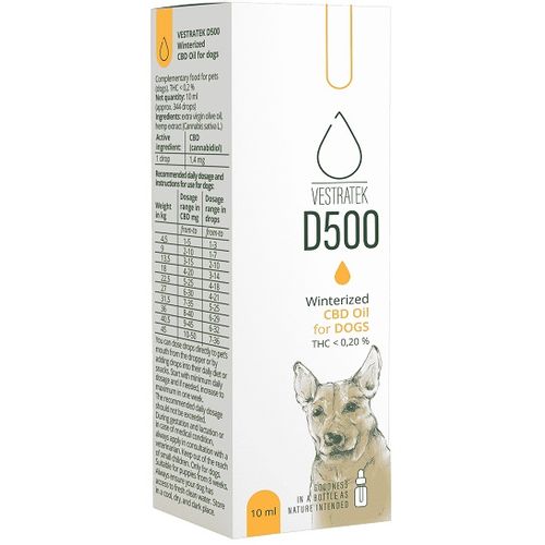 Vestratek CBD D500 ulje od konoplje dodatak ishrani za pse 10 ml