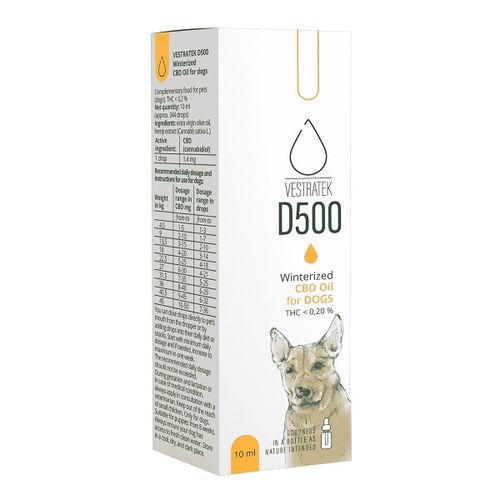 Vestratek CBD D500 ulje od konoplje dodatak ishrani za pse 10 ml