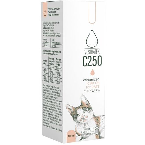 Vestratek CBD D250 ulje od konoplje dodatak ishrani za mačke 10 ml