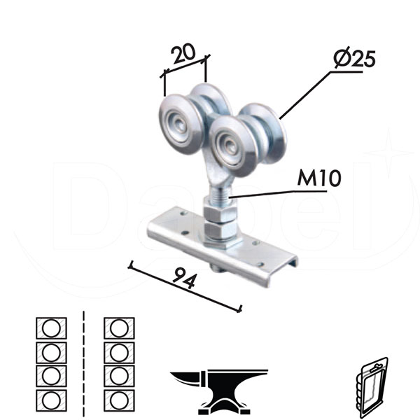Točak viseći za kliznu kapiju TKS ZnB fi25mm