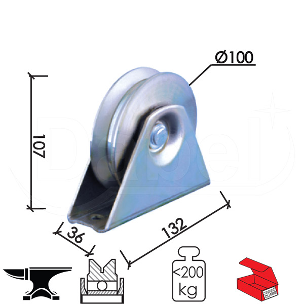 Točak za kliznu kapiju T1009 ZnB fi x100Yx107/132x36mm
