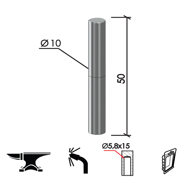 Šarka bravarska za vrata SP3 Ne fi10x50/5,8x15mm