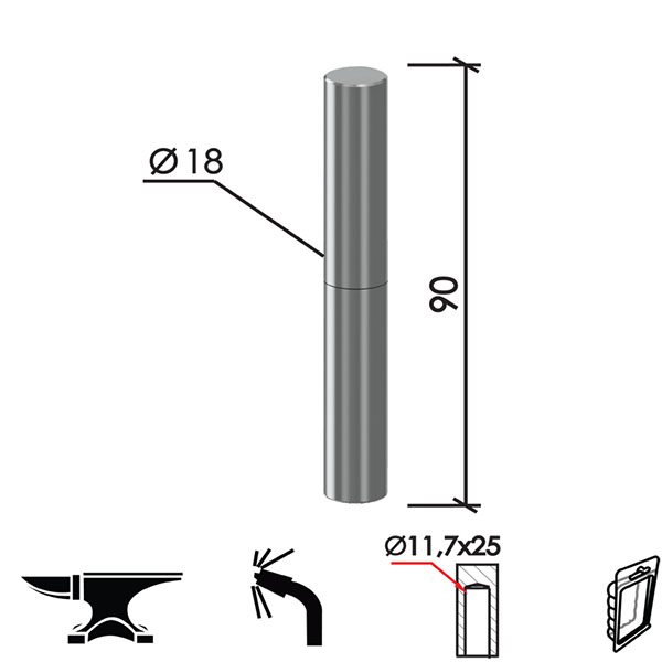 Šarka bravarska za vrata SP3 Ne fi18x90/11,7x25mm