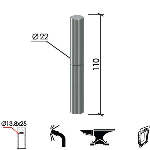 Šarka bravarska za vrata SP3 Ne fi22xx110/13,8x25mm