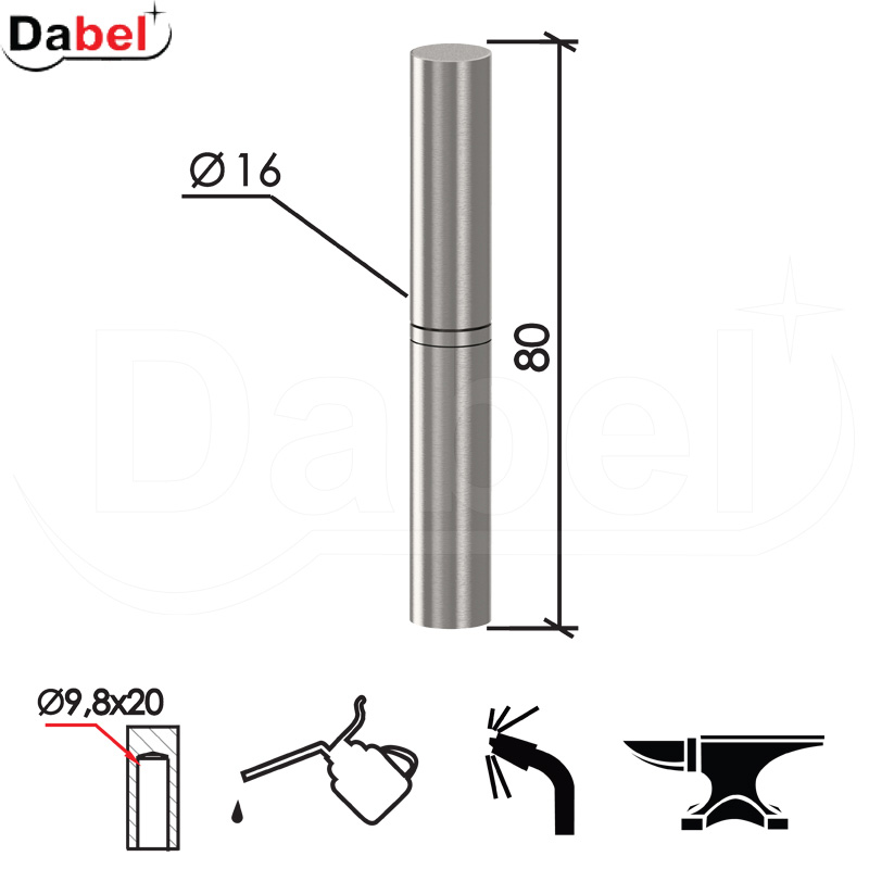 Šarka bravarska za vrata SP3 Ne fi16x80/9,8x20mm