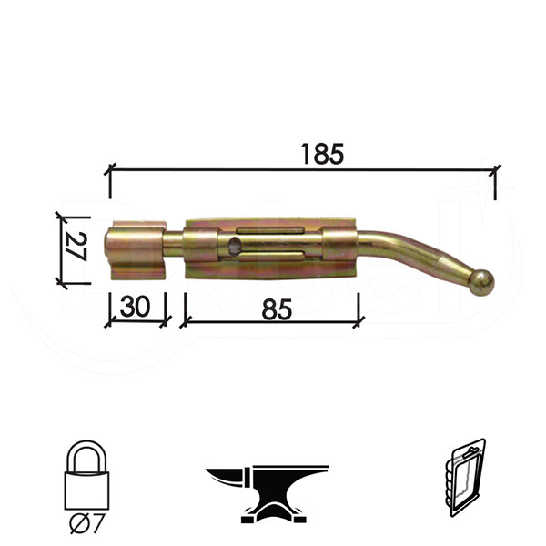 Reza za metalna vrata 330 ZnŽ 185/85/30/27/fi7mm