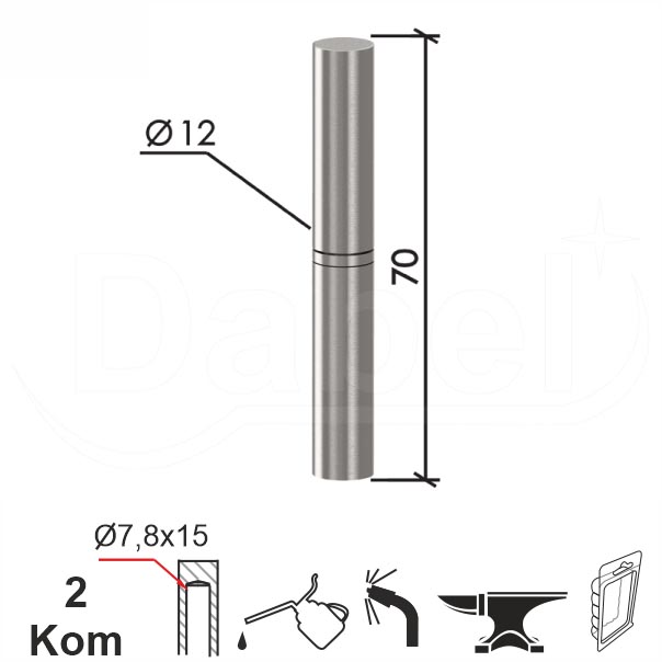 Šarka bravarska za vrata SP3 Ne fi12x70mm