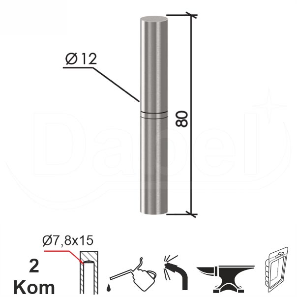 Šarka bravarska za vrata SP3 Ne fi12x80mm