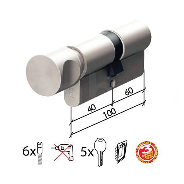 Cilindar kod dugme CL2020K SS x100mm(40D-60)