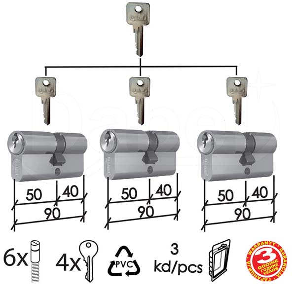 Cilindar master ključ MASTER SS 90mm(40-50) (3kom) 4K DBP2