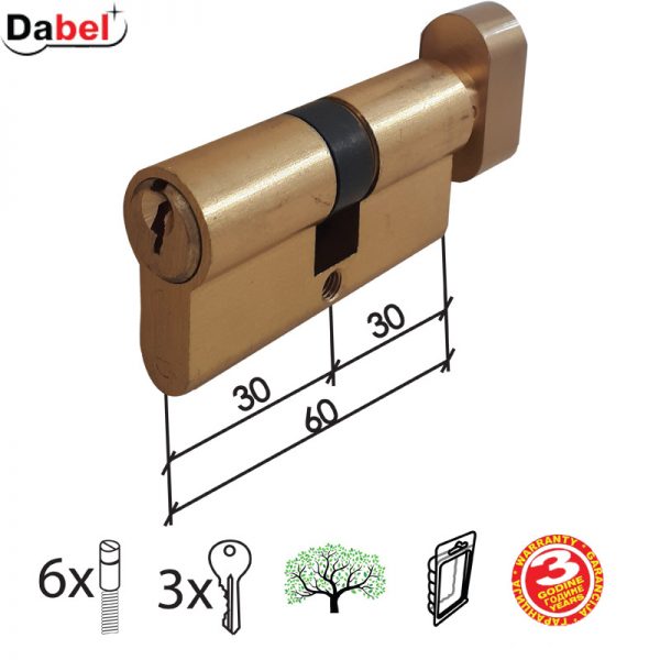 Cilindar sa dugmetom CL2036K Mat Ms 60mm(30D-30) 3K DBP1