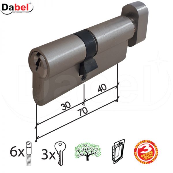 Cilindar sa dugmetom CL2036K Nikl 70mm(40D-30) 3K DBP1