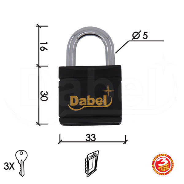 Katanac KA2033 Crna 33×30/16/fi5mm