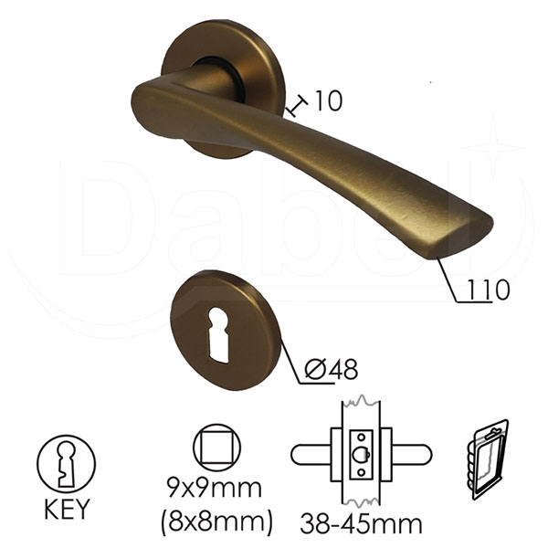 Kvaka rozeta za vrata JOCA F4 fi48/10/110/8/9mm Klj