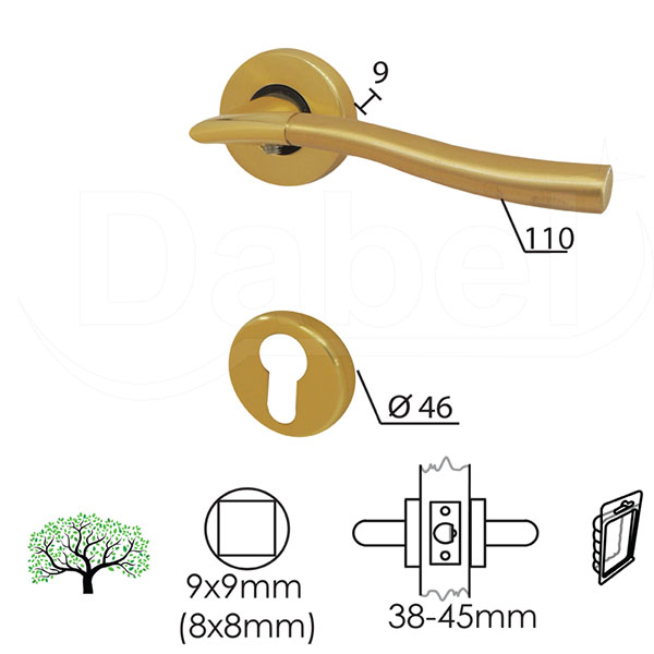 Kvaka rozeta za vrata NEVENA Ms/Mat-Ms fi46/9/110/8/9mm Cil