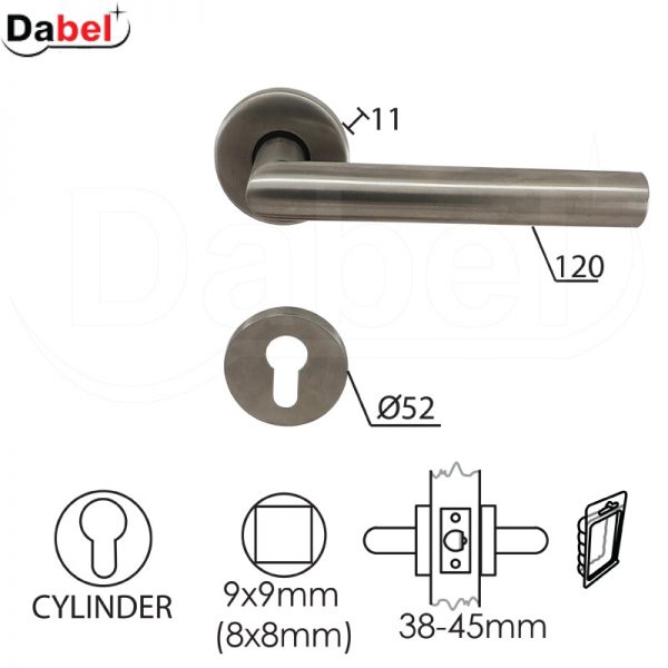 Kvaka rozeta za vrata NIŠ Inox fi53/10/135/8/9mm Cil DBP3